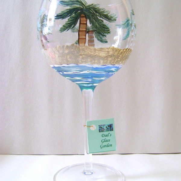 Palm Tree Wine Glass Etsy