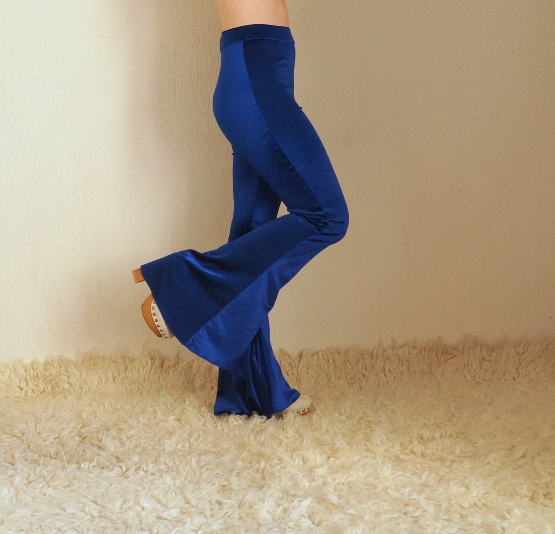 Royal Blue Velvet High Waist Bell Bottoms Women// - Etsy