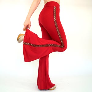 Red Bell Bottoms Women,stretchy Flare Pants,native American Pants,hand ...