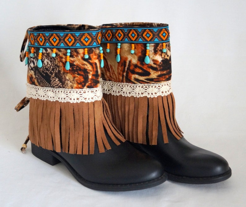 Native American Fringe Boot Covers-boho Boot Covers -gypsy Boot Cuffs ...