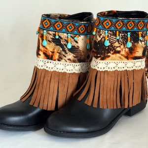 Native American Fringe Boot Covers-boho Boot Covers -gypsy Boot Cuffs ...