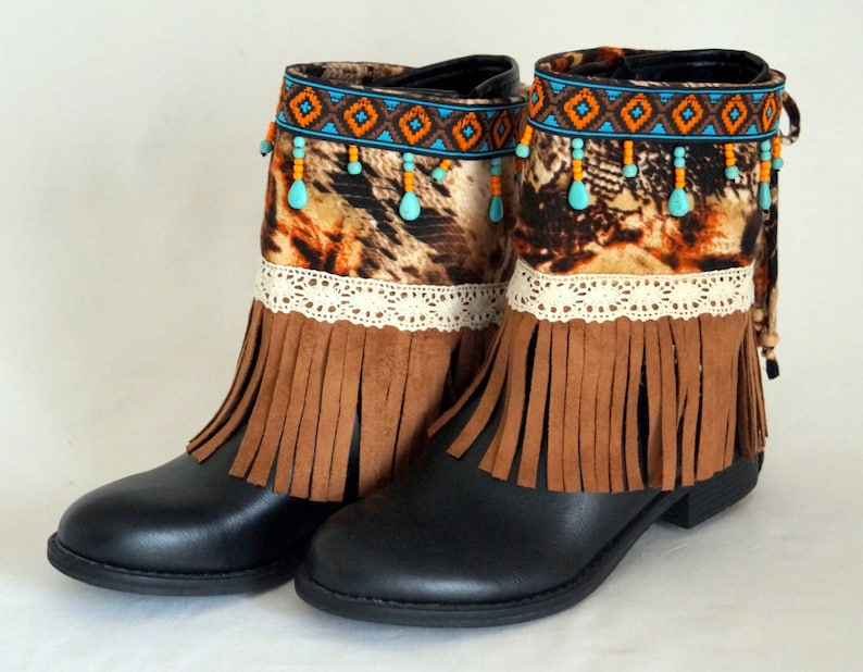 Native American fringe boot covers-Boho boot covers Gypsy | Etsy