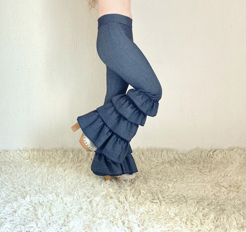 Bell Bottoms Ruffle Jeanswomen Leggingsplus Sizewomen - Etsy