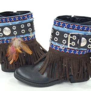 Native American Denim Fringe Boot Covers-boho Boot Covers gypsy Boot ...