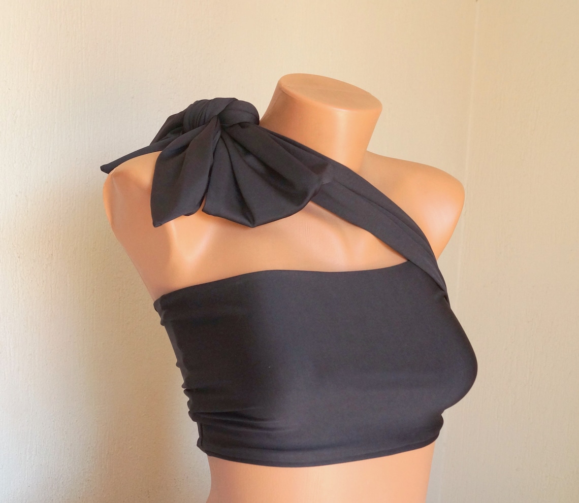 Black Multiway Halter Wrap Top // Cross Neck // Bikini Top // - Etsy