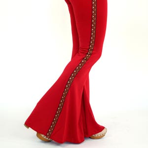 Red Bell Bottoms Women,stretchy Flare Pants,native American Pants,hand ...