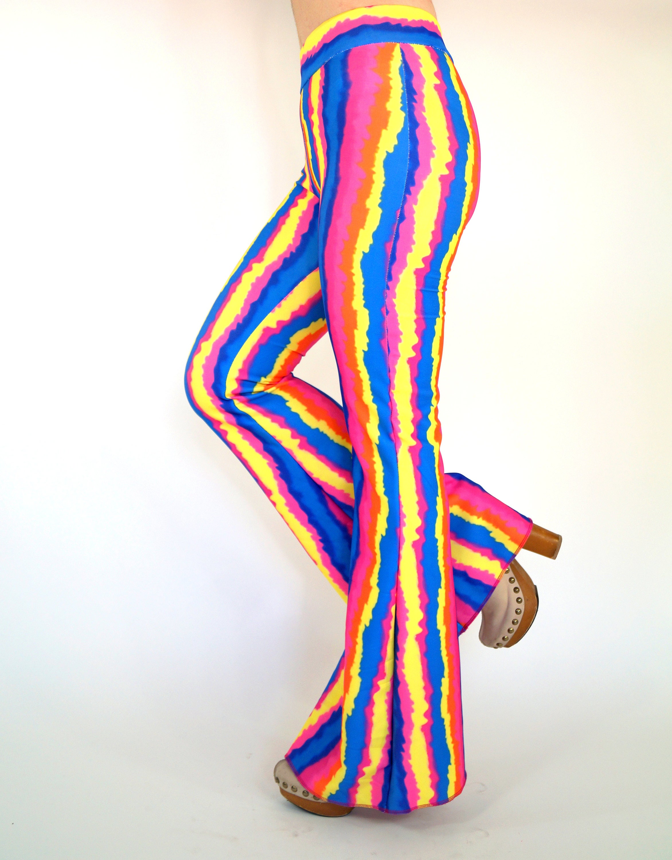 Tie Dye Print Bell Bottoms Flare Pant Stretchy Bell Etsy