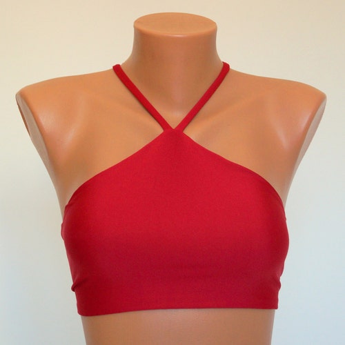 Red Bikini Top/red Triangle High Neck Halter Bikini - Etsy