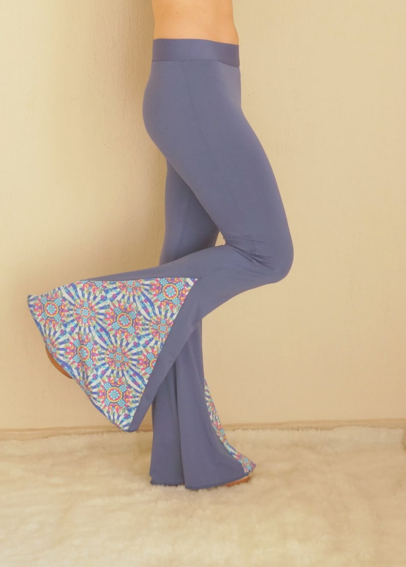 Lilac Floral Boho Bell Bottoms Women,flare Pants,stretchy,plus Size ...