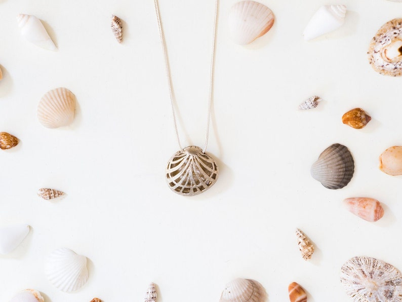 Sea Shell Locket Necklace With Pearls, Large Sterling Silver Seashell ...