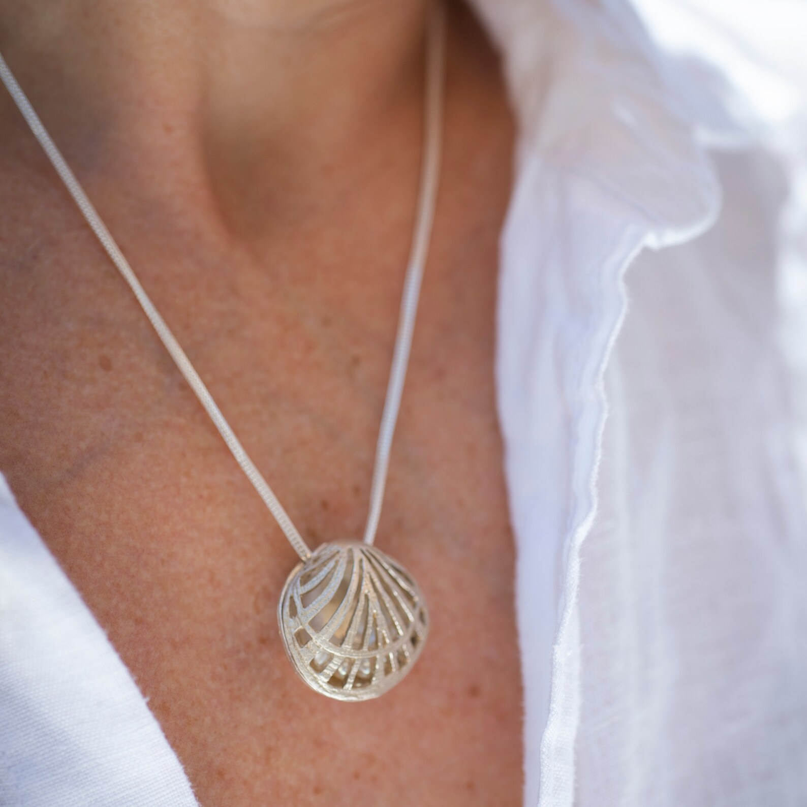 Sea Shell Locket Necklace With Pearls Large Sterling Silver - Etsy