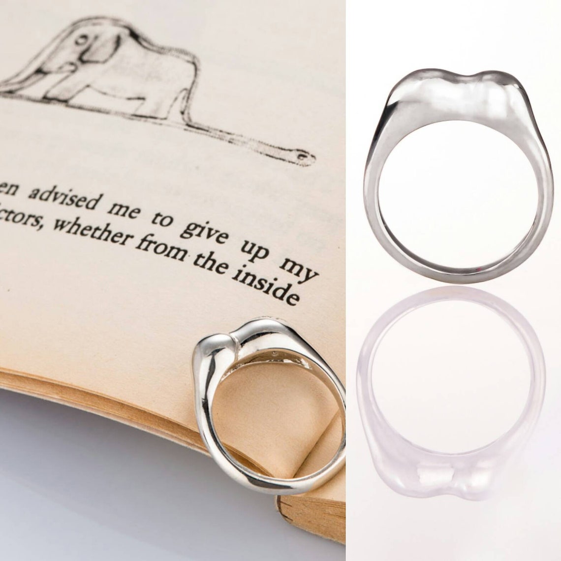 The Little Prince Ring - 925 Sterling Silver Boa Ring - Boa & Elephant ...