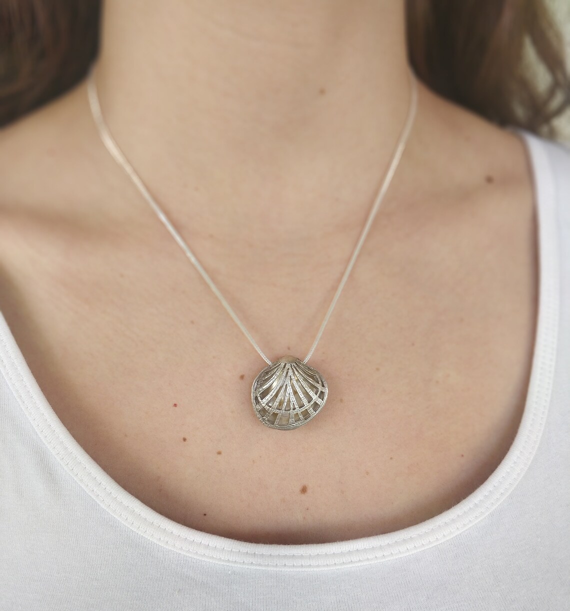 Sea Shell Locket Necklace With Pearls Large Sterling Silver - Etsy