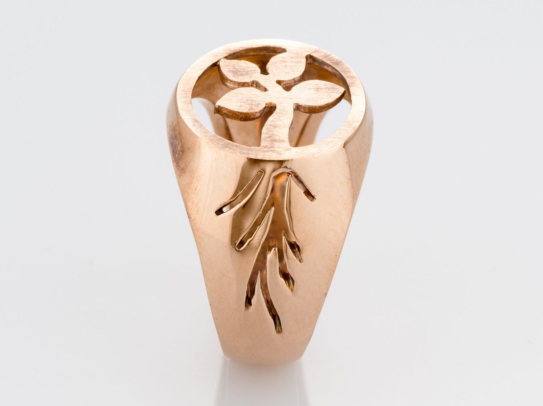 Solid Gold Tree of Life Ring, Kabbalah Ring, Unique Signet Ring, Square ...