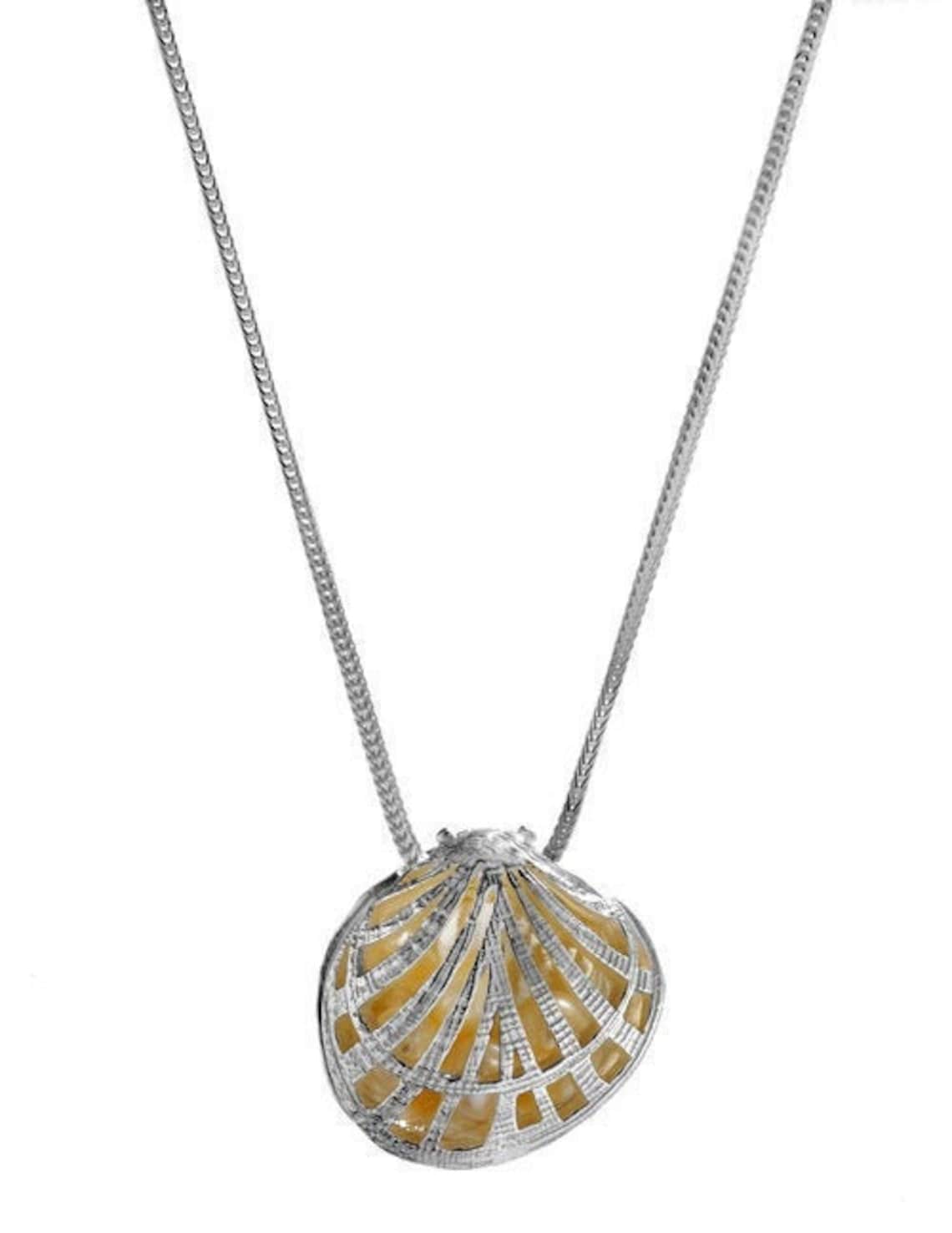 Sea Shell Locket Necklace With Pearls Large Sterling Silver - Etsy