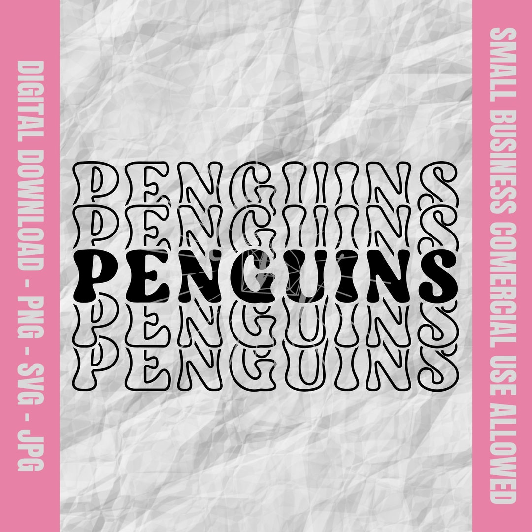 Penguins Svg, Penguins Retro Stacked Letter Svg, Penguins Football Svg ...
