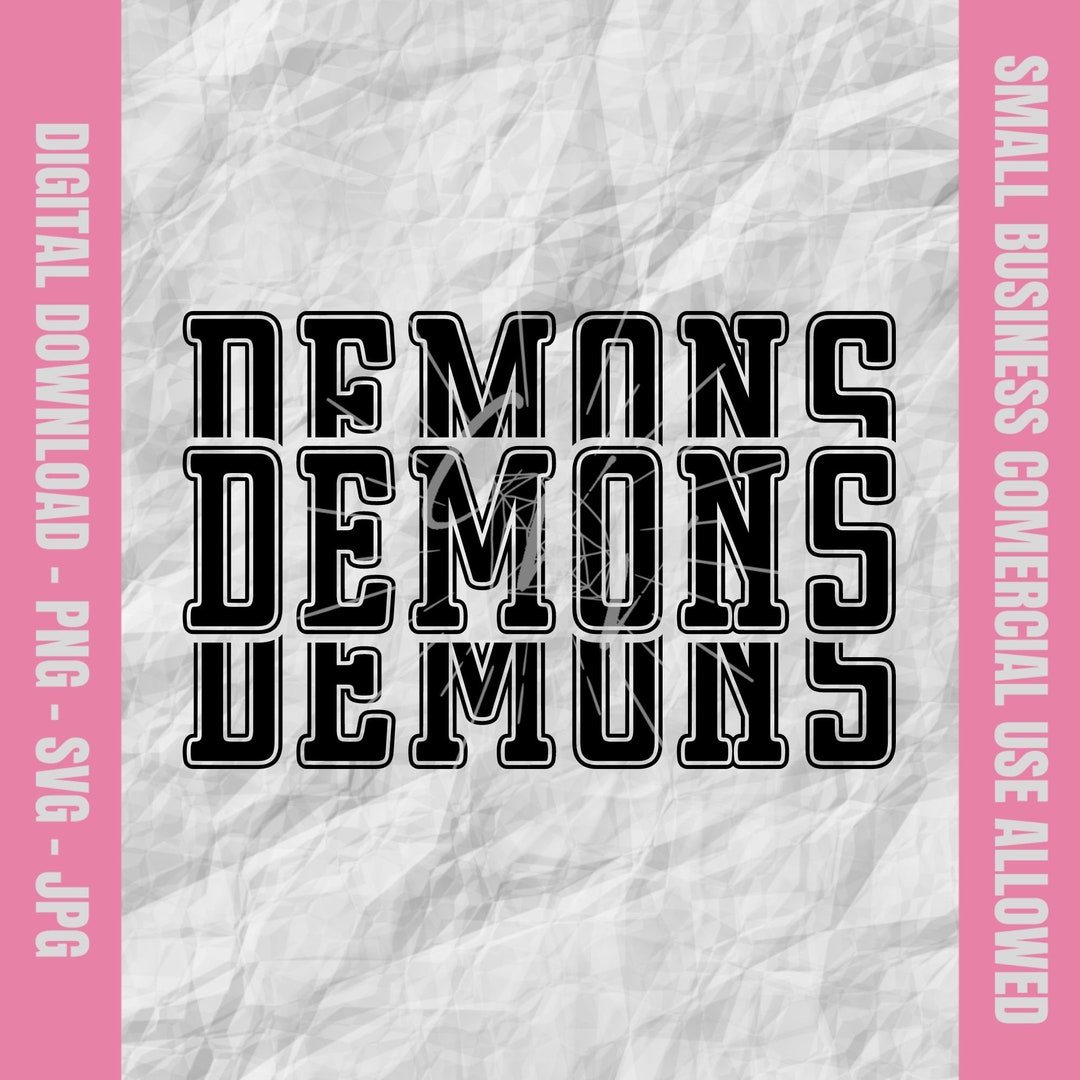 Demons Team Varsity Svg, Demons Svg, Demons Football Svg, Demons Cheer ...
