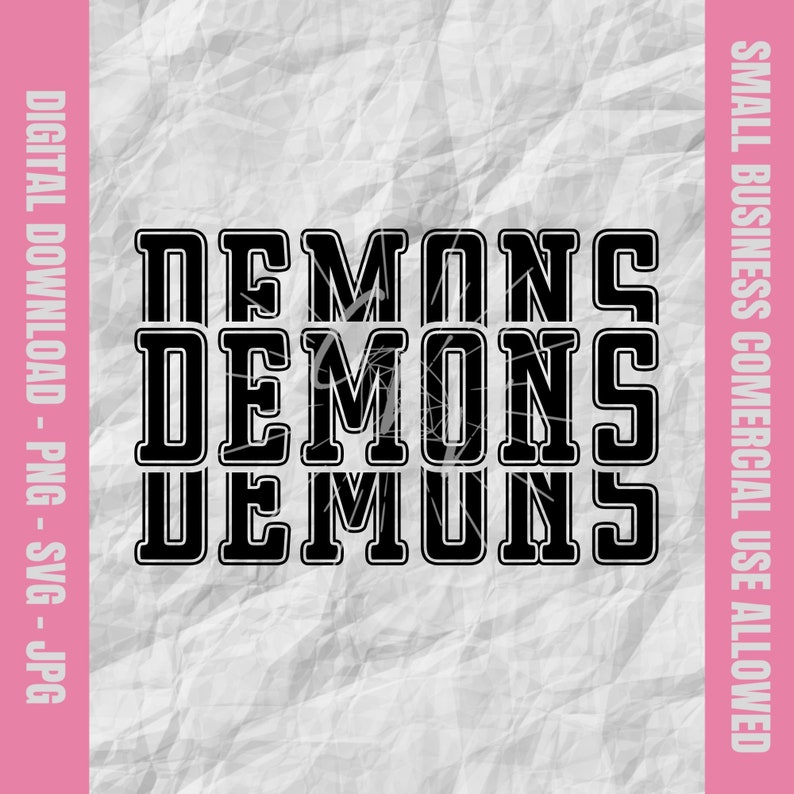 Demons Team Varsity Svg, Demons Svg, Demons Football Svg, Demons Cheer ...