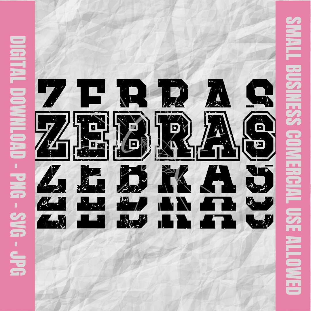 Zebras Stacked Varsity Svg, Zebras Svg, Zebras Football Svg, Zebras ...