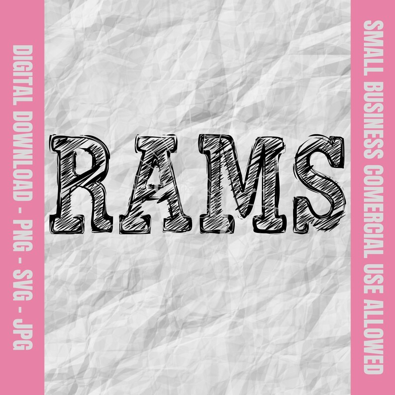 Rams Svg, Rams Chalk Block Letter Svg, Rams Football Svg, Rams Cheer ...