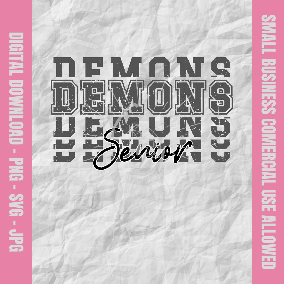 Demons Senior Svg, Demons Svg, Demons Football Svg, Demons Cheer Png ...