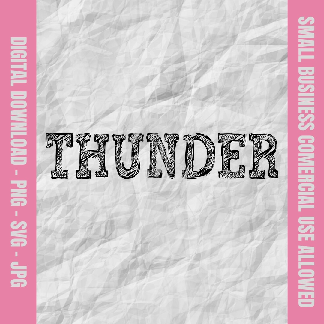 Thunder Svg, Thunder Chalk Block Letter Svg, Thunder Football Svg ...