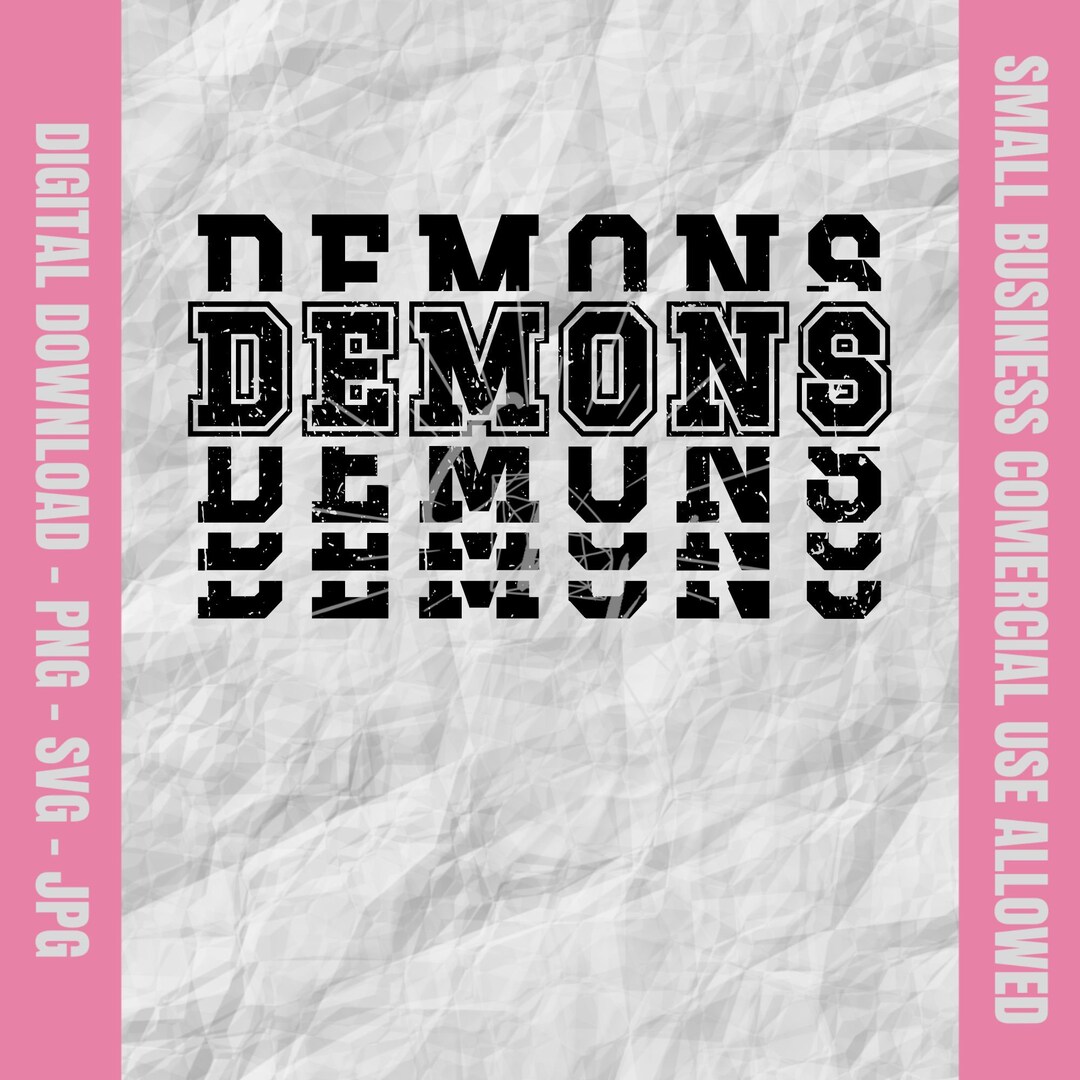 Demons Stacked Varsity Svg, Demons Svg, Demons Football Svg, Demons ...