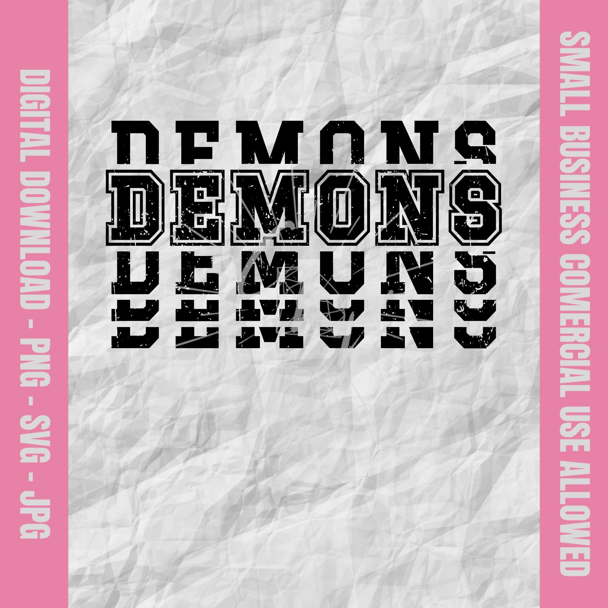 Demons Stacked Varsity Svg, Demons Svg, Demons Football Svg, Demons ...