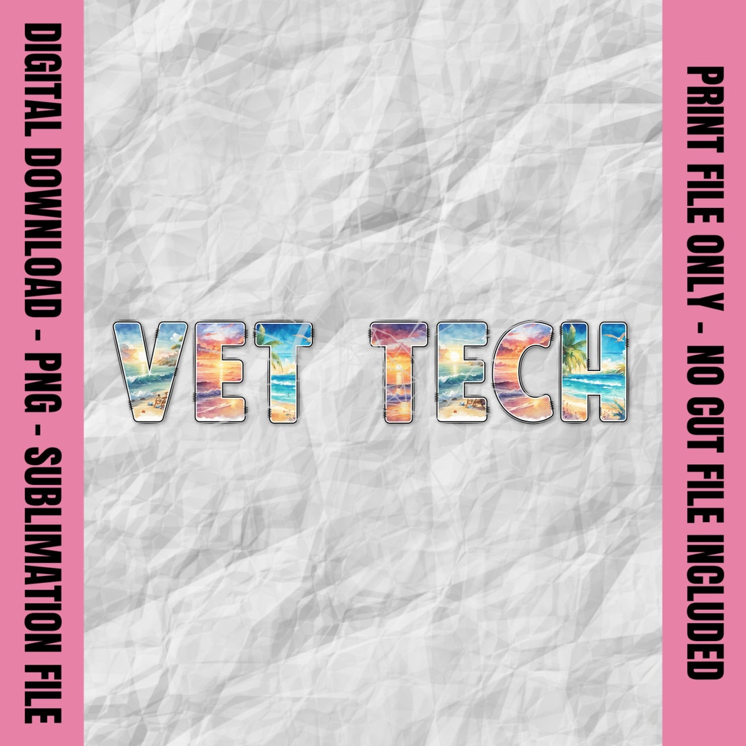 Beach Vet Tech Png, Beach Scene Vet Tech Png, Beachy Vet Tech Shirt ...