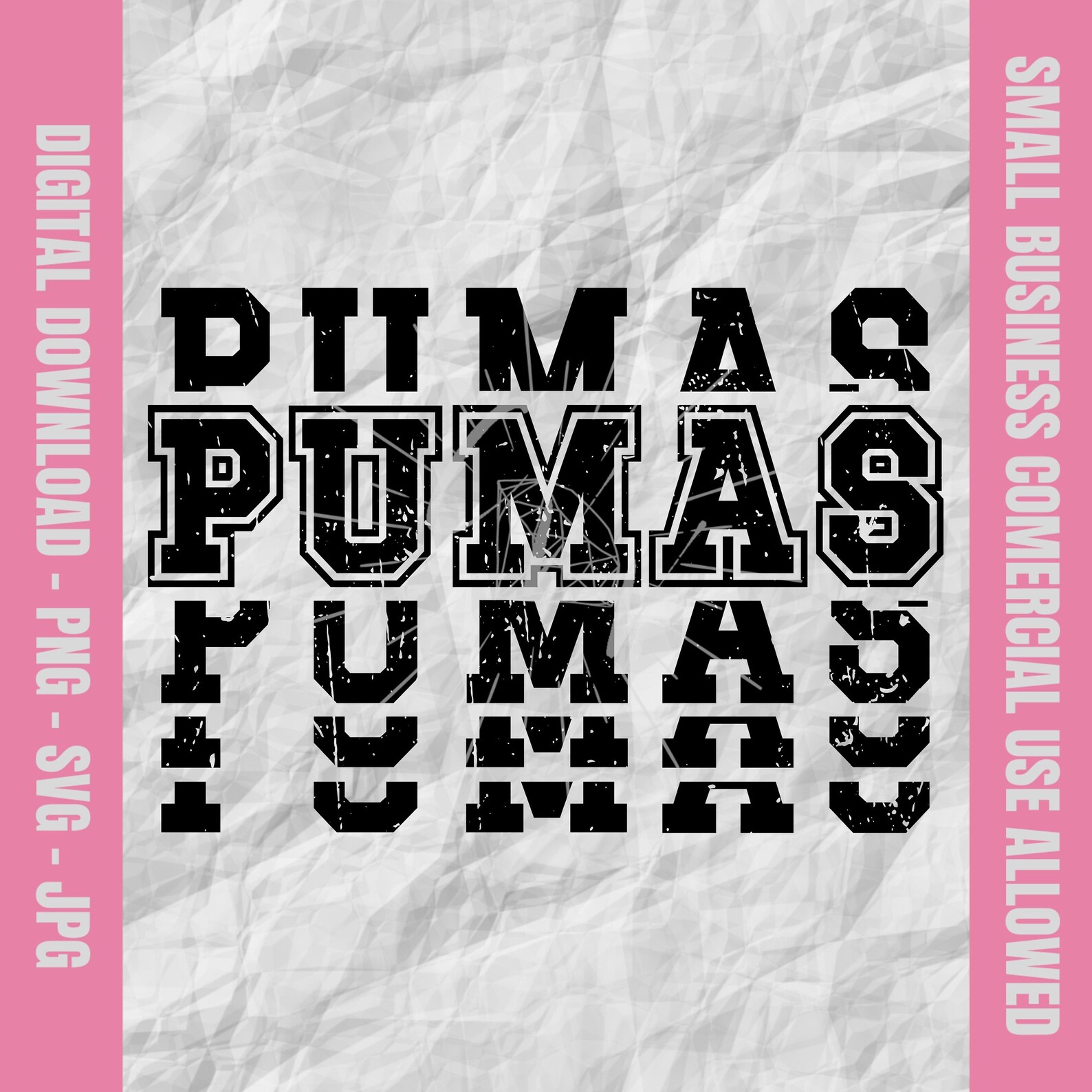 Pumas Svg, Pumas Stacked Varsity Letter Svg, Pumas Football Svg, Pumas ...