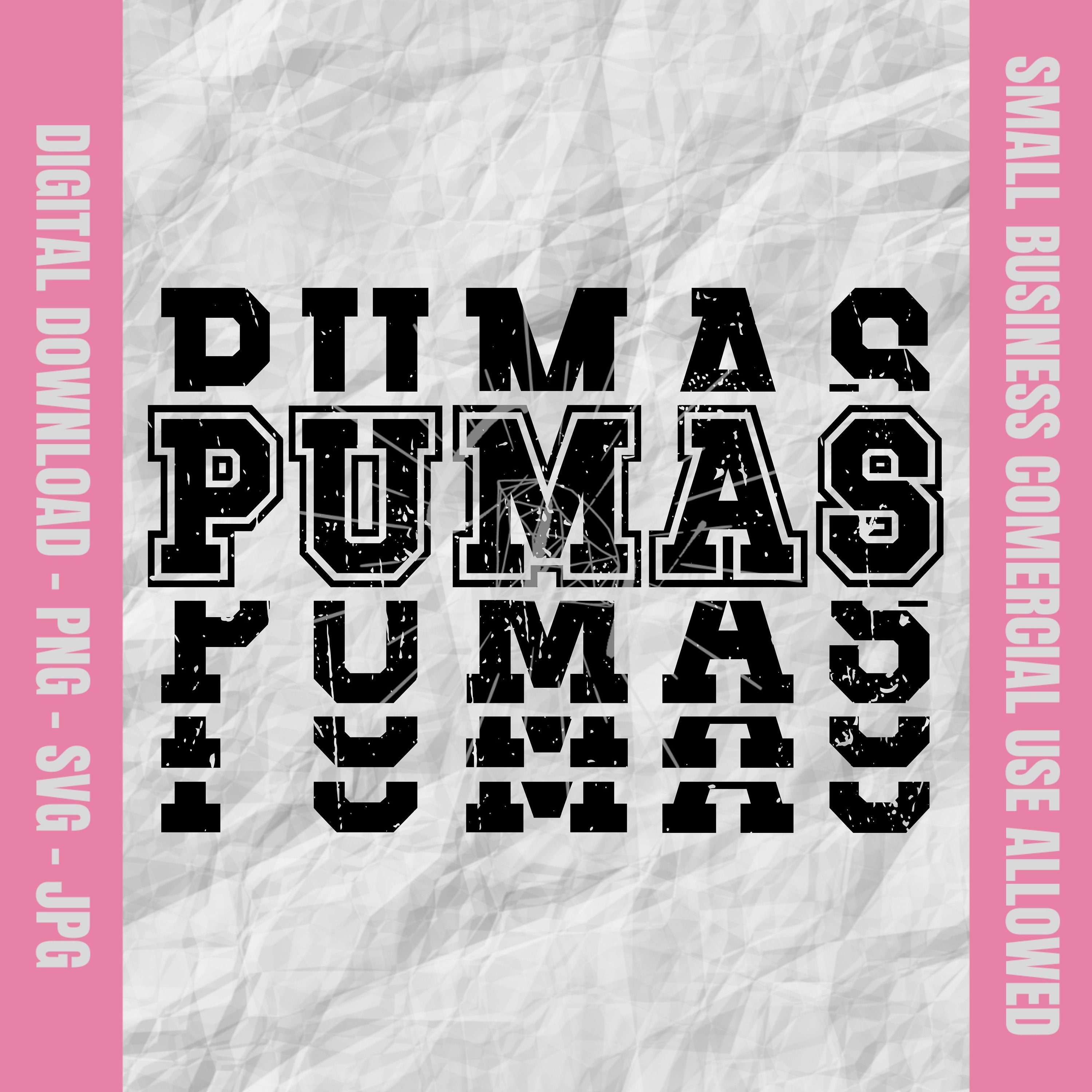 Pumas Svg, Pumas Stacked Varsity Letter Svg, Pumas Football Svg, Pumas ...