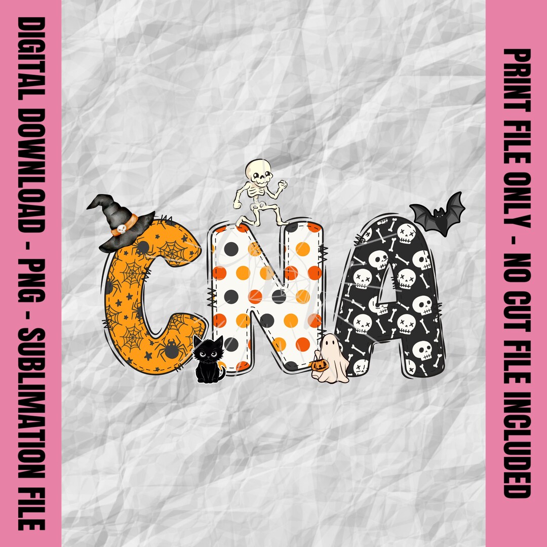 Halloween CNA Png, Doodle Text CNA Png, Spooky CNA Shirt, Fall Nurse ...