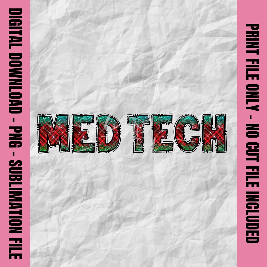 Christmas Plaid Med Tech Png, Doodle Text Med Tech Png, Holiday Med ...