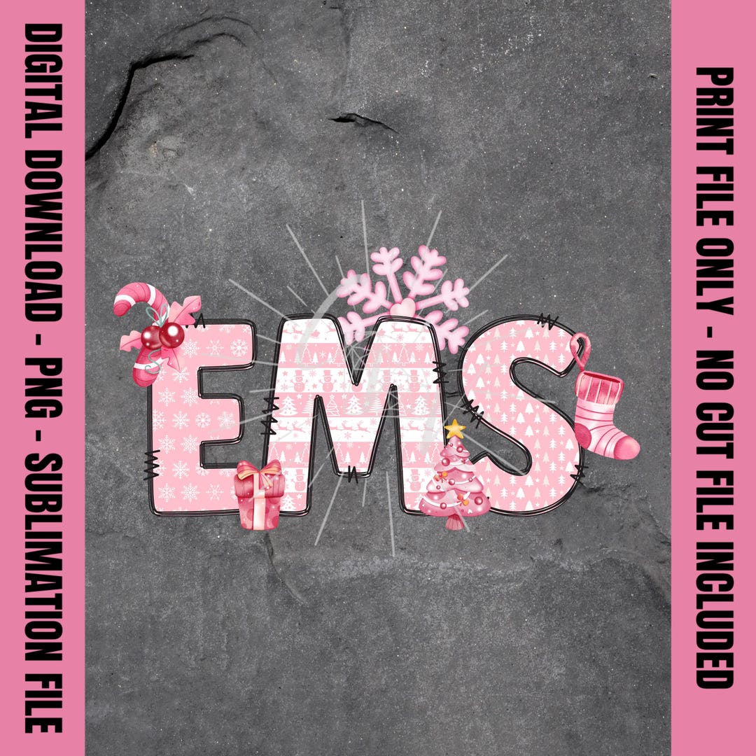 Pink Christmas EMS Png, Doodle Text EMS Png, Holiday EMS Shirt, Winter ...