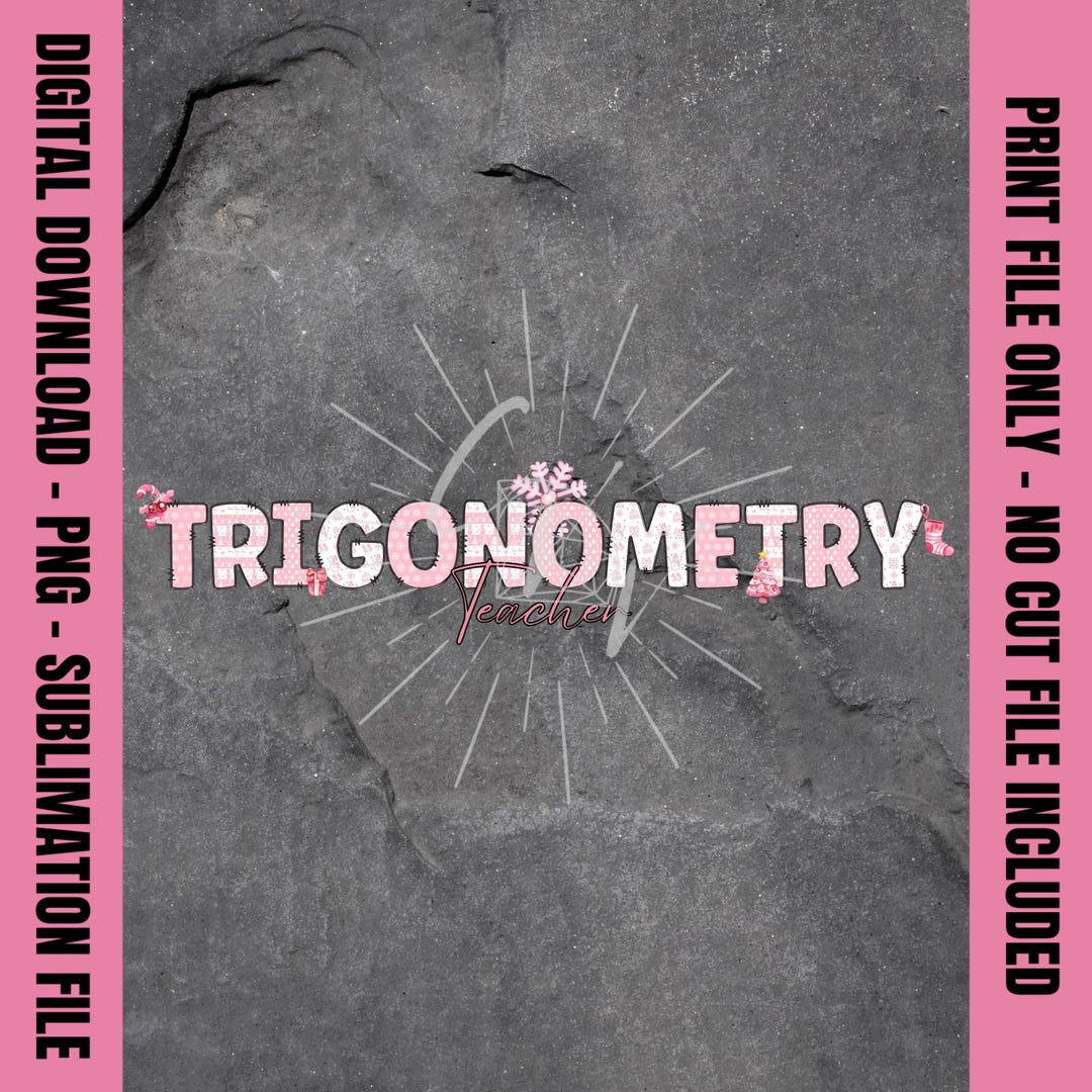 Pink Christmas Trigonometry Teacher Png, Doodle Text Trigonometry ...