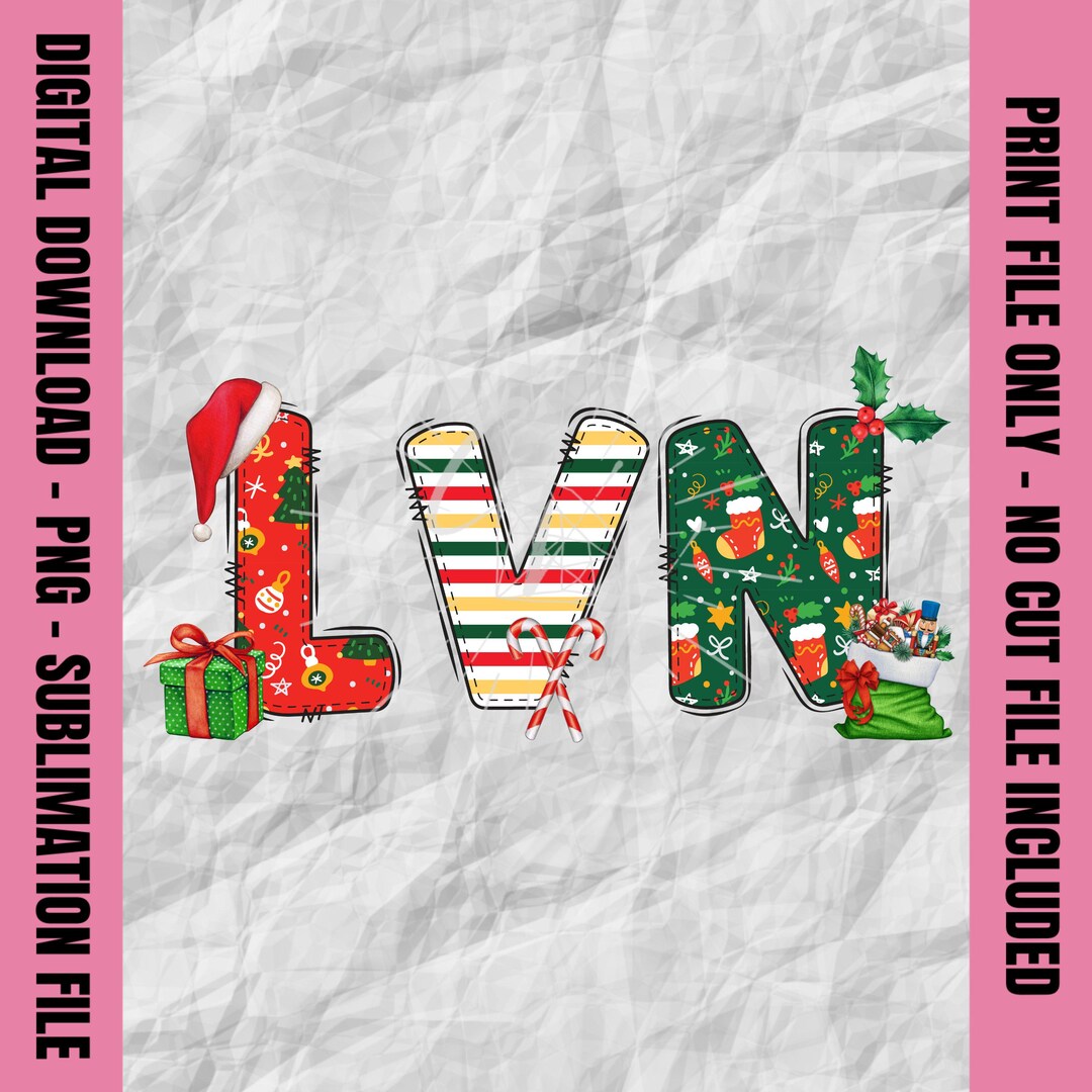 Christmas LVN Png, Doodle Text LVN Png, Holiday LVN Shirt, Winter Lvn ...