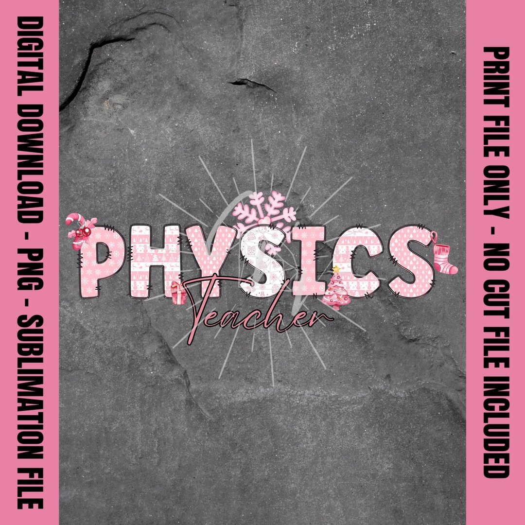 Pink Christmas Physics Teacher Png, Doodle Text Physics Teacher Png ...