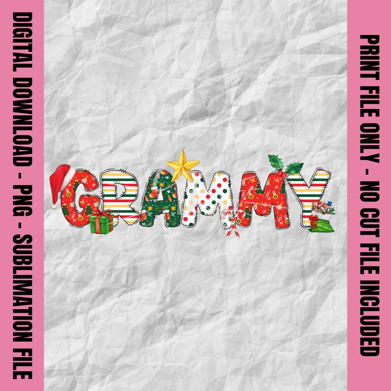 Christmas Grammy Png, Doodle Text Grammy Png, Holiday Grammy Shirt ...