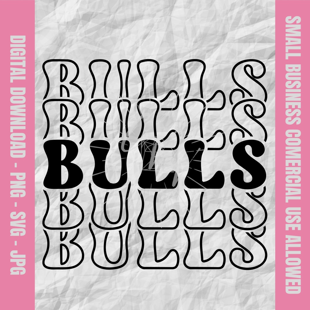 Bulls Svg, Bulls Retro Stacked Letter Svg, Bulls Football Svg, Bulls ...