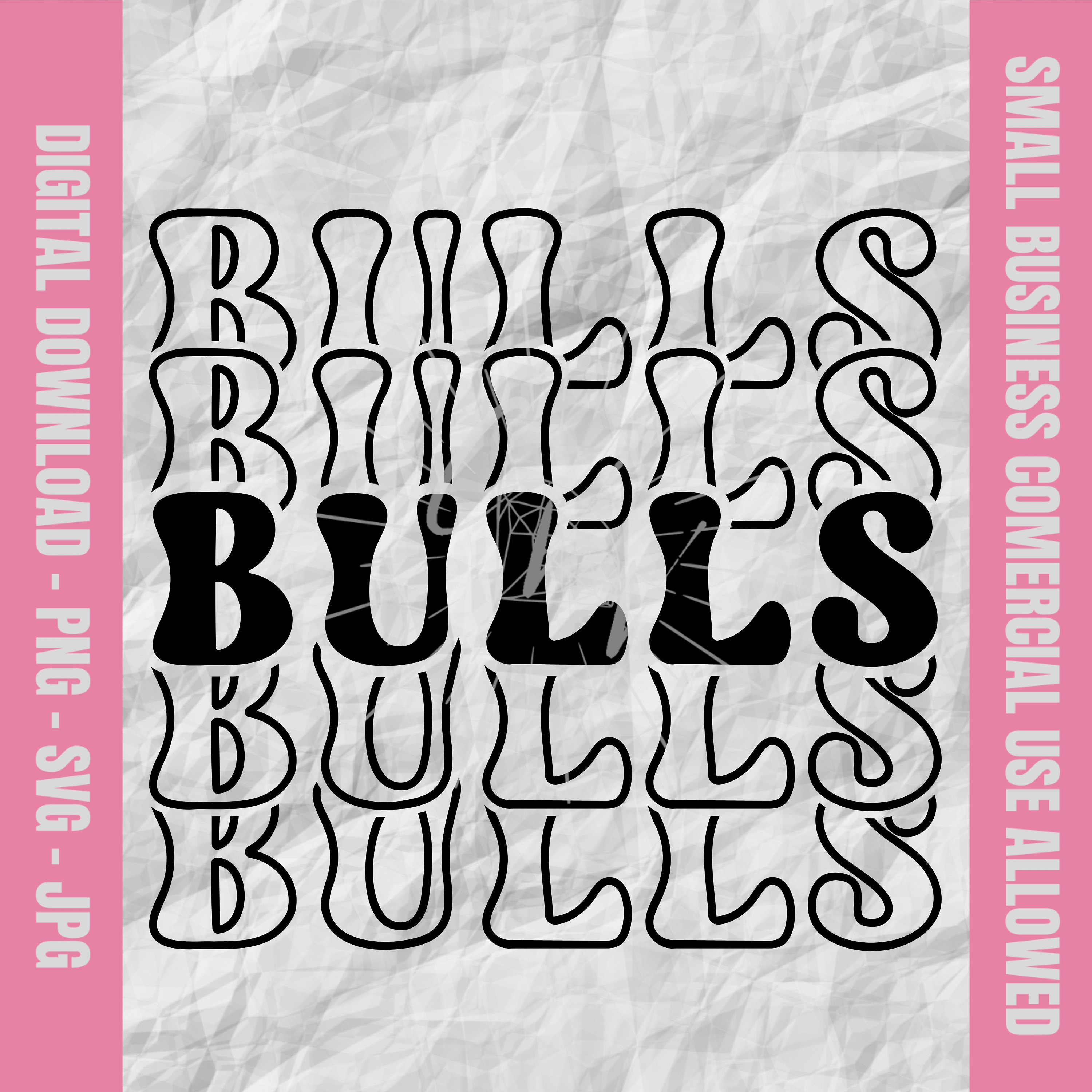 Bulls Svg, Bulls Retro Stacked Letter Svg, Bulls Football Svg, Bulls ...