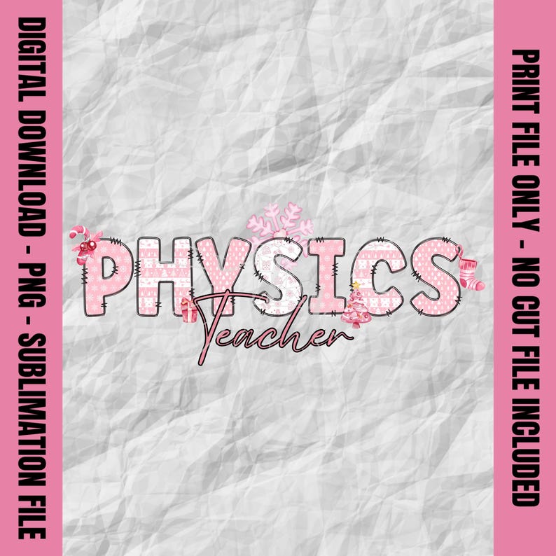 Pink Christmas Physics Teacher Png, Doodle Text Physics Teacher Png ...