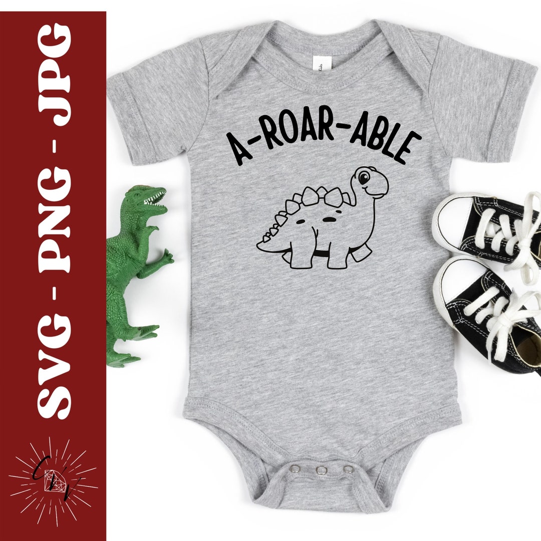 A-roar-able Dinosaur Baby Shirt or Bodysuit Design - SVG, PNG and JPG ...