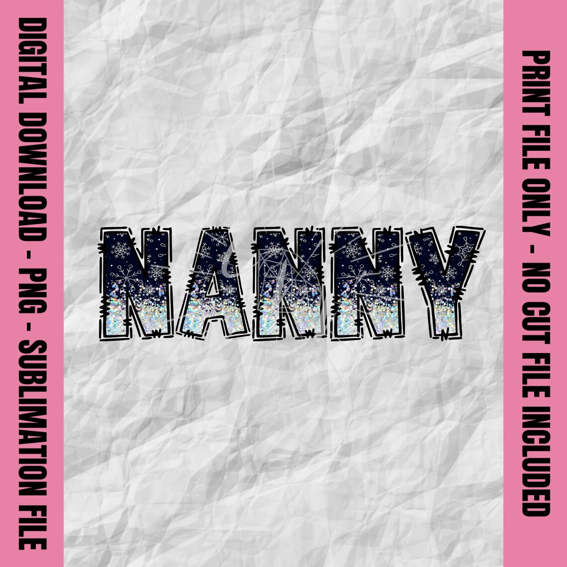 Snow Nanny Png, Doodle Text Nanny Png, Winter Nanny Shirt, Snowflake ...