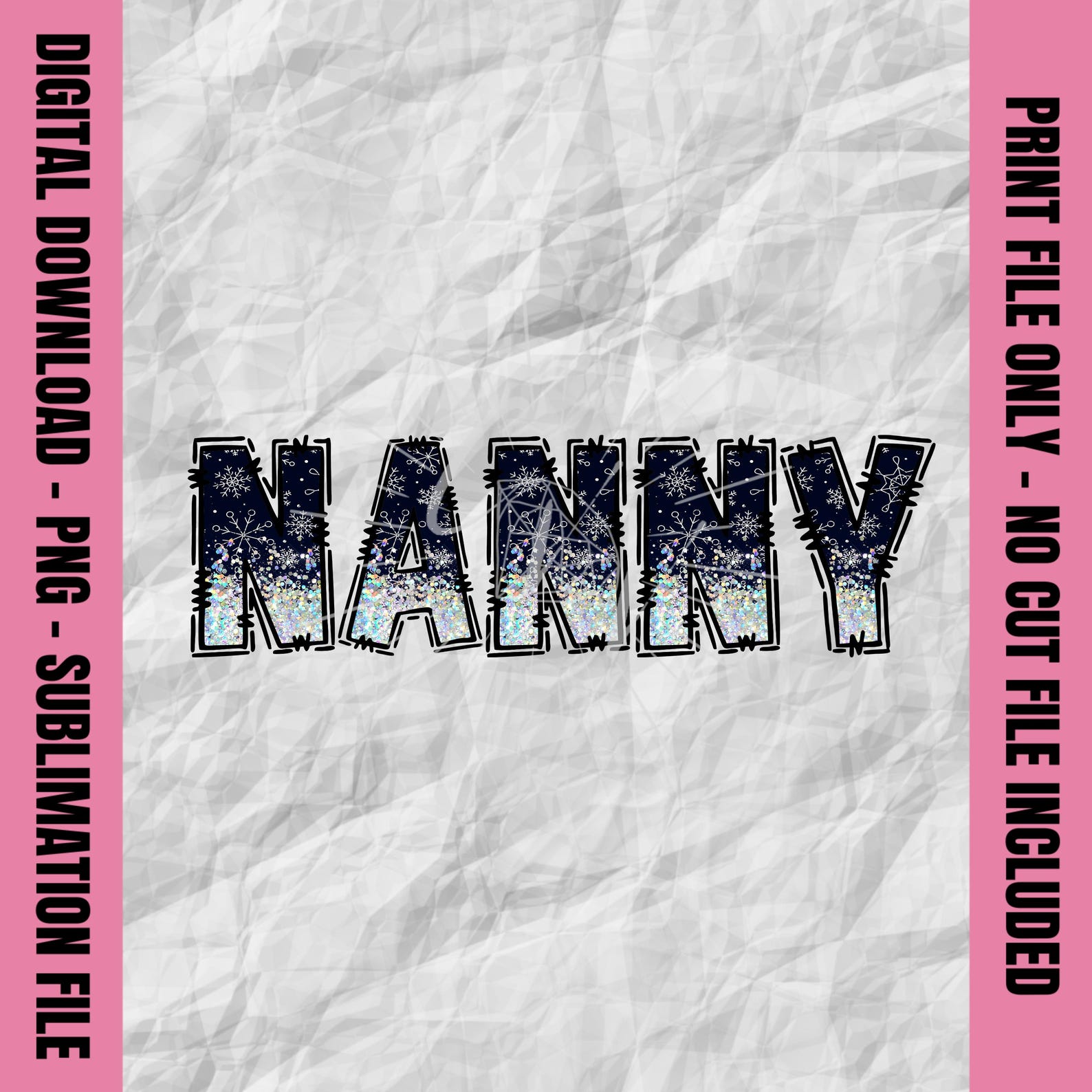 Snow Nanny Png, Doodle Text Nanny Png, Winter Nanny Shirt, Snowflake ...