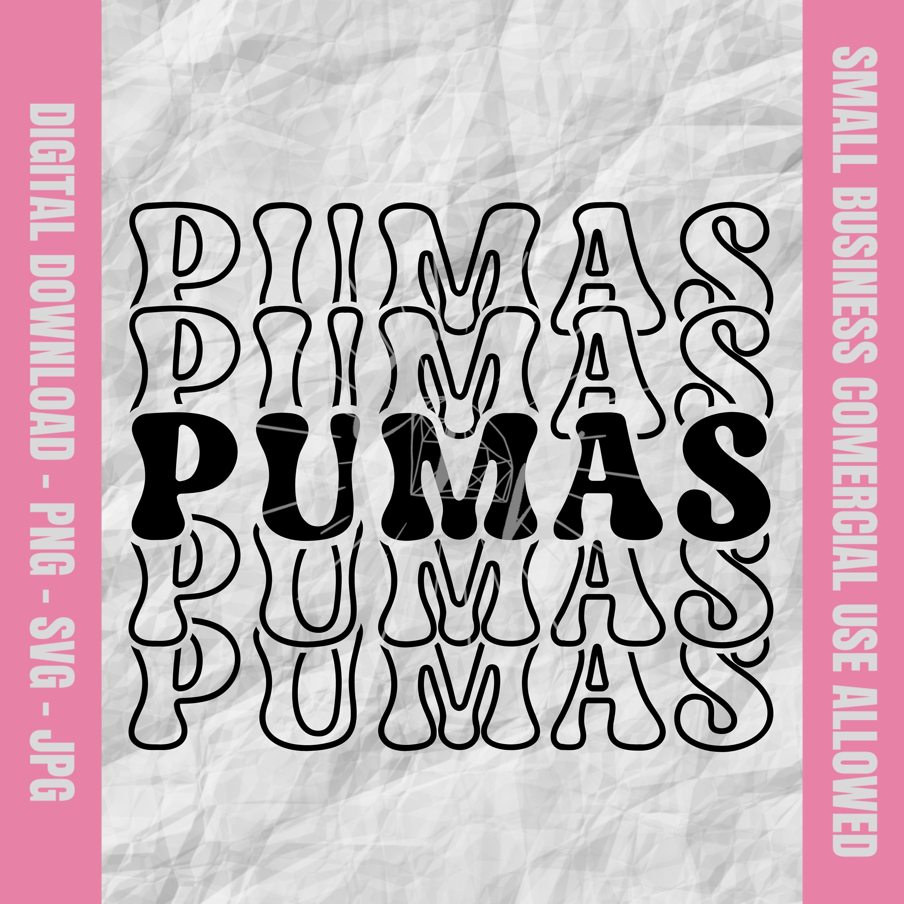 Pumas Svg, Pumas Retro Stacked Letter Svg, Pumas Football Svg, Pumas ...