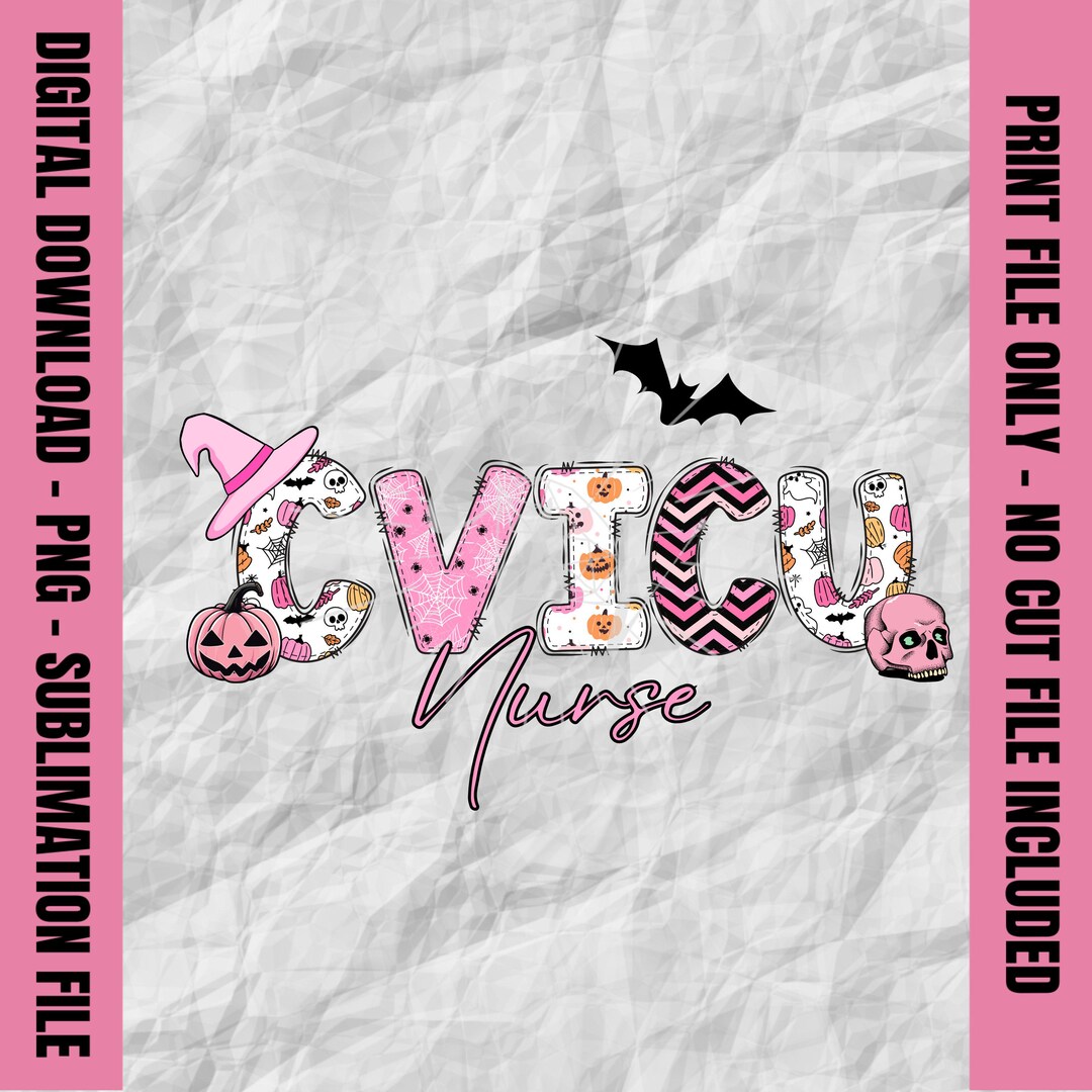 Pink Halloween CVICU Nurse Png, Doodle Text CVICU Nurse Png, Spooky ...