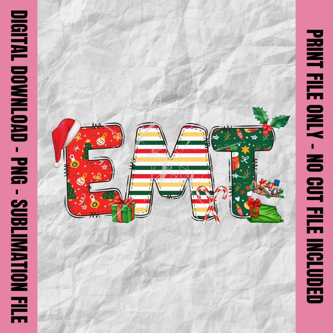 Christmas EMT Png, Doodle Text EMT Png, Holiday EMT Shirt, Winter Emt ...