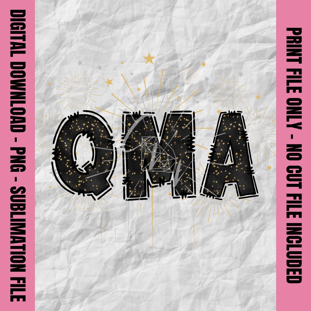 Star QMA Png, Doodle Text QMA Png, New Years QMA Shirt, Black and Gold ...