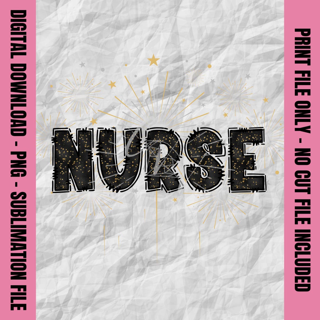 Star Nurse Png, Doodle Text Nurse Png, New Years Nurse Shirt, Black and ...