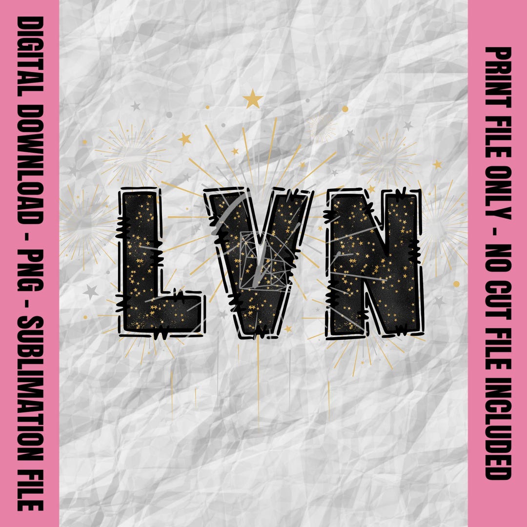 Star LVN Png, Doodle Text LVN Png, New Years LVN Shirt, Black and Gold ...